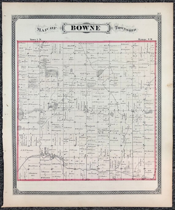 Antique Bowne Township Alto and Alpine Township Michigan Plat - Etsy