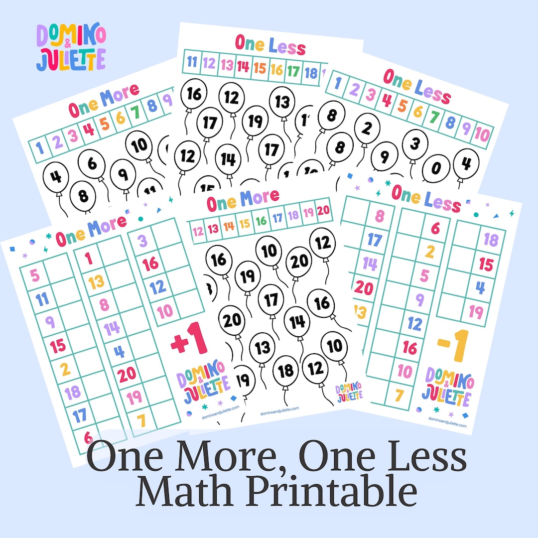 One More One Less Worksheets • Number Sense 1–20 • Kindergarten Math ...