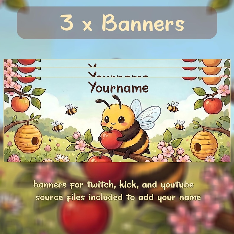 Animated Bee Stream Overlay Pack, Honeycomb Graphics for Twitch ...