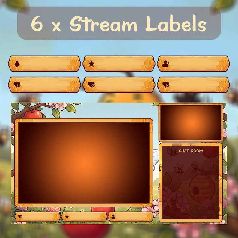 Animated Bee Stream Overlay Pack, Honeycomb Graphics for Twitch ...