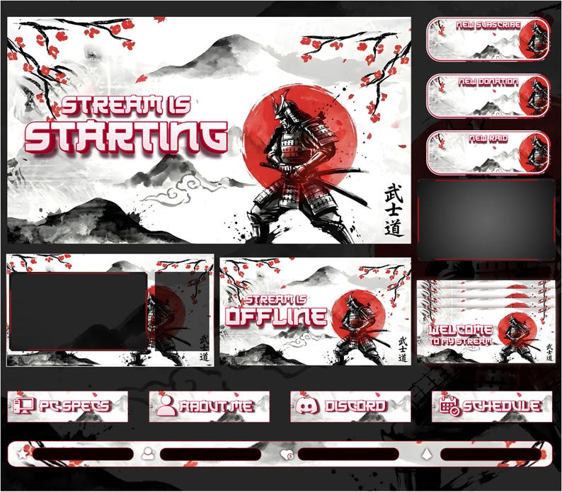 Animated Ghost Samurai Stream Overlay | Dark Fantasy Twitch, Youtube ...