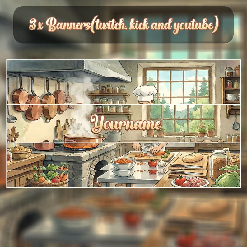 Cozy Kitchen Stream Overlay | Animated Cooking Graphics Bundle - Etsy