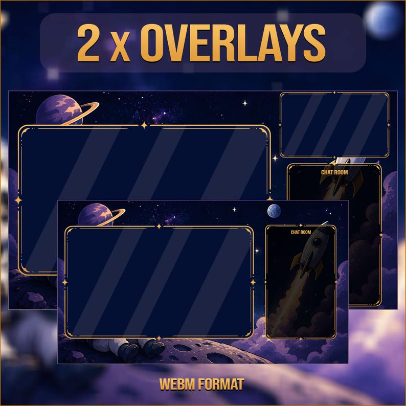Animated Skunky Space Stream Overlay Pack, Galaxy Twitch Graphics ...