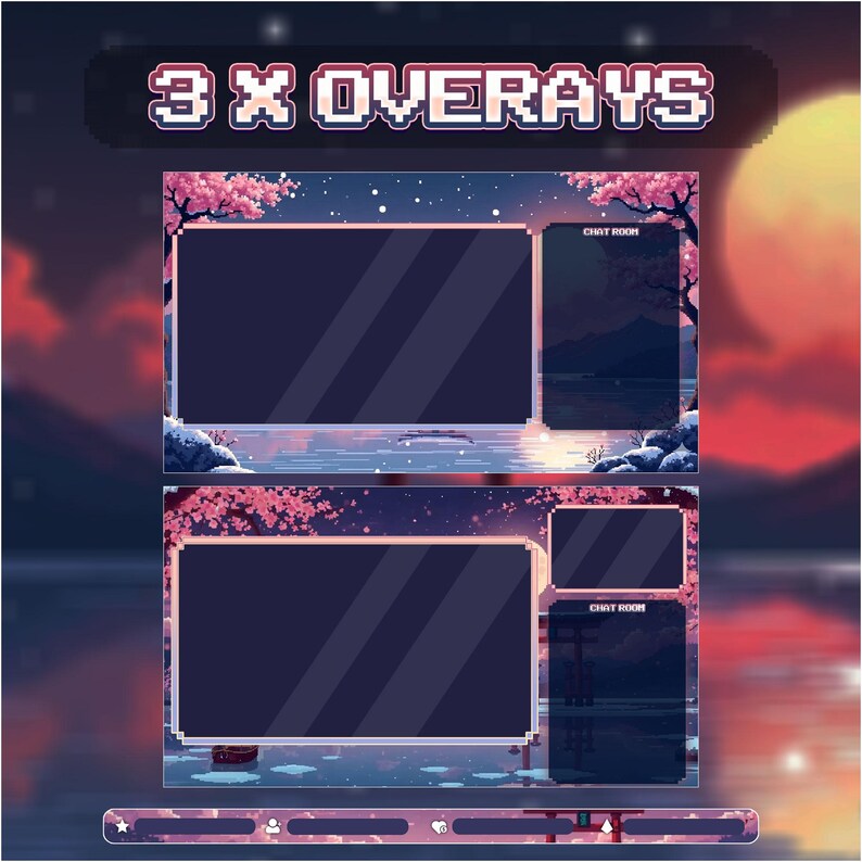 Pixel Japanese Stream Overlay | Animated Twitch, Youtube, Kick Graphics ...