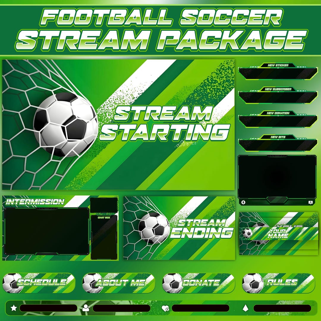 Soccer Animated Stream Overlay Pack | Football Overlay Bundle | Twitch ...