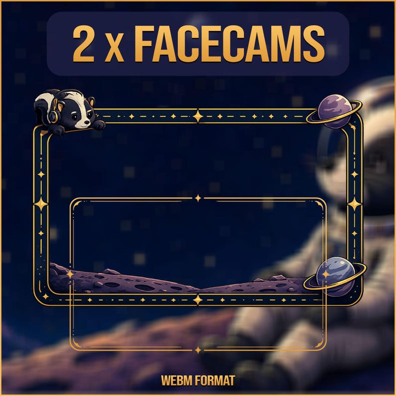 Animated Skunky Space Stream Overlay Pack, Galaxy Twitch Graphics ...