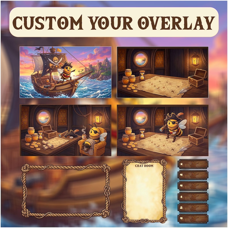 Pirate Bee Animated Stream Overlays | Twitch, Youtube, Kick Graphics ...