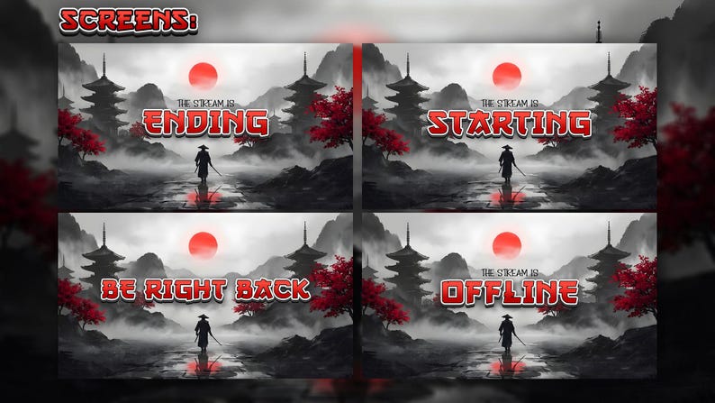 Animated Ghost Samurai Stream Overlay Pack | Dark Fantasy Overlay | Twitch Kick Youtube OBS ...