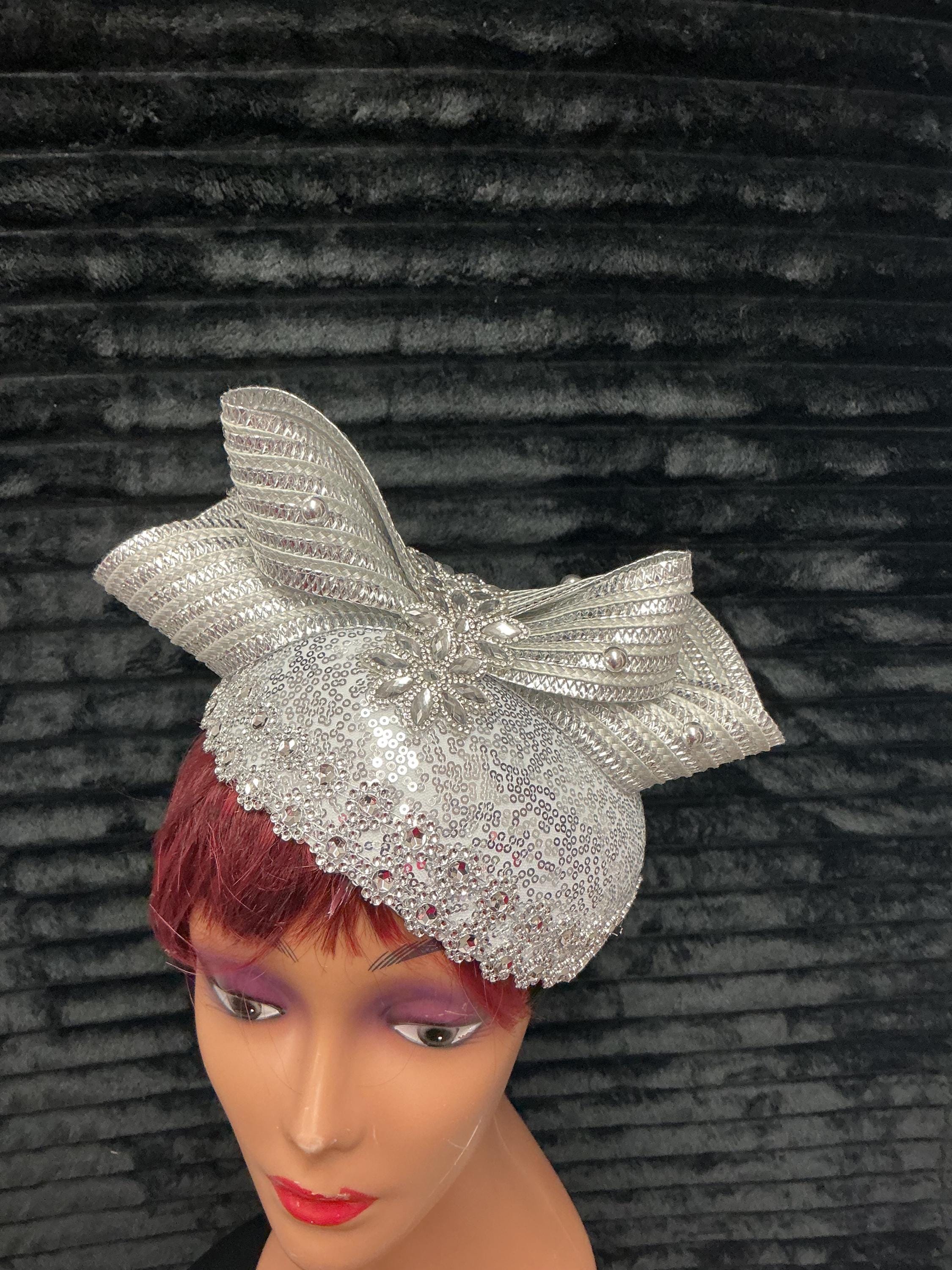 Elegant Silver Church Hat – Wide Brim Women’s Dress Hat for Weddings ...