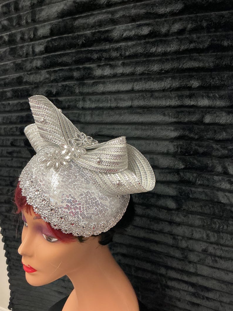 Elegant Silver Church Hat – Wide Brim Women’s Dress Hat for Weddings ...