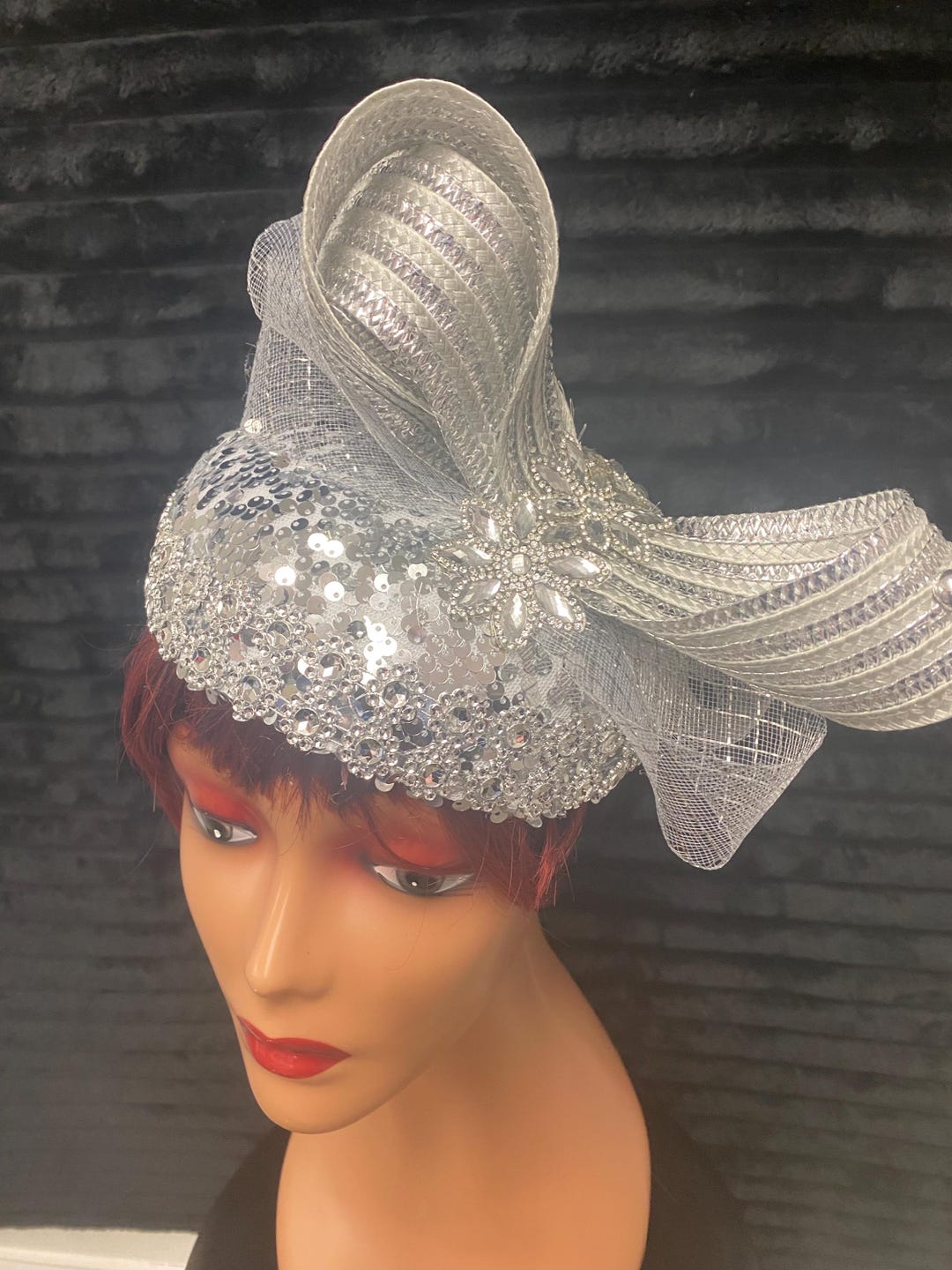 Elegant Silver Church Hat – Wide Brim Women’s Dress Hat for Weddings ...
