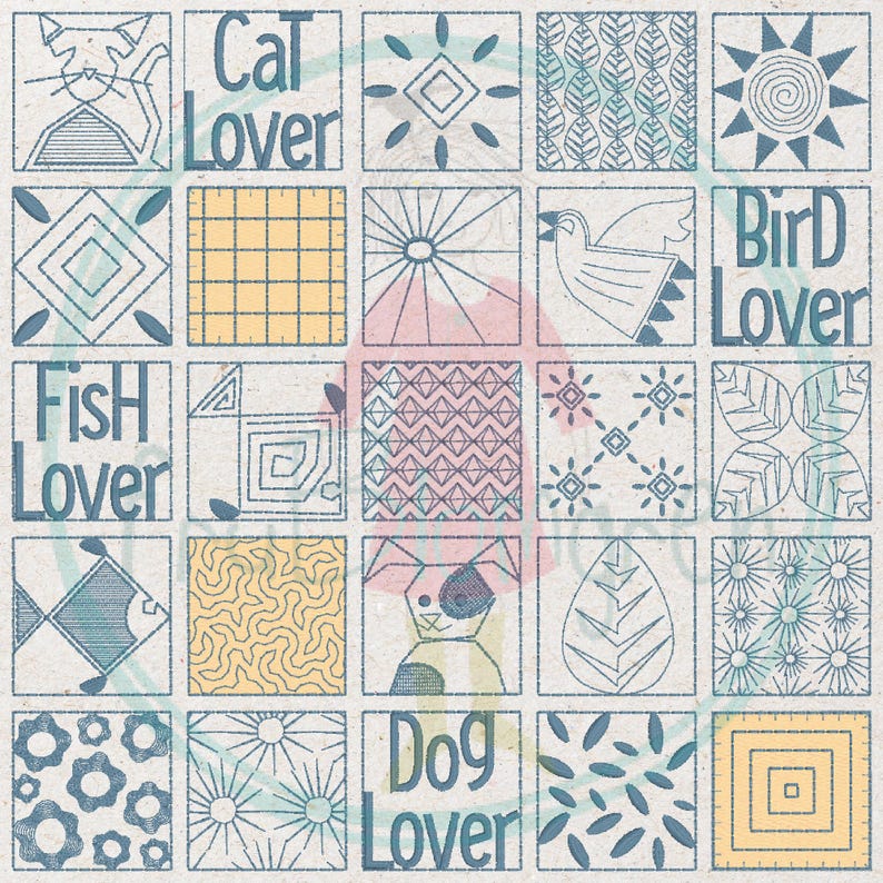 Sashiko Style Squares – 25 Hand Drawn 2x2" Designs + Inspirational ...