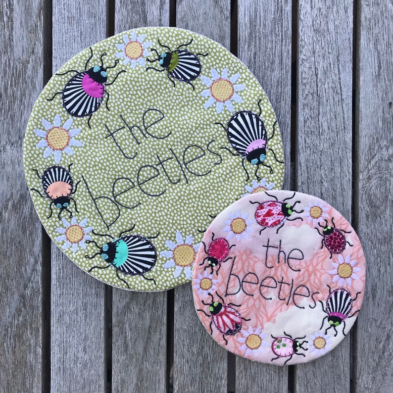 Appliqué BEETLES AND Embroidery DAISIES - Mugrugs and Motifs - 4 ...