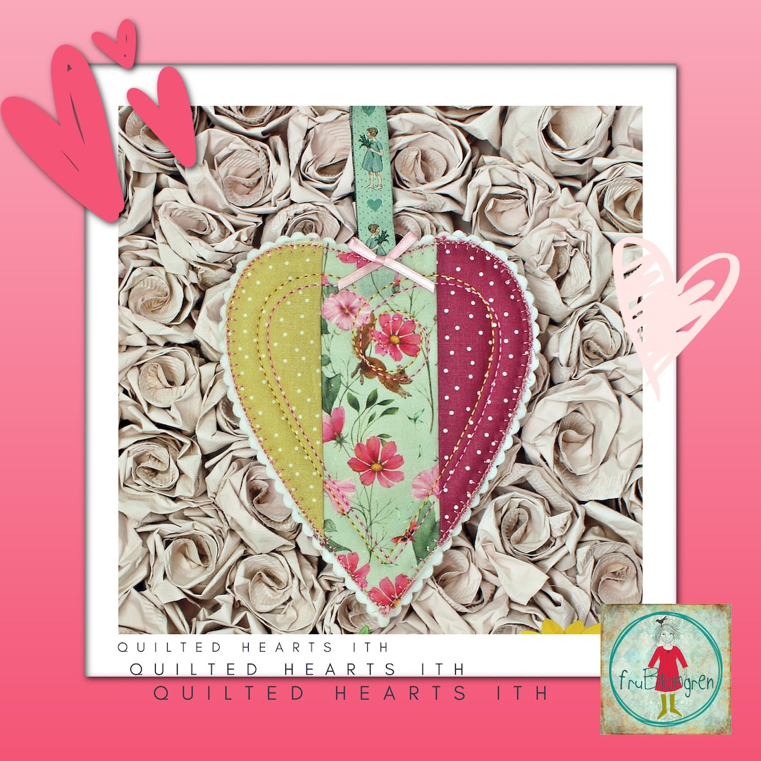 Quilted Hearts ITH - 2 Sizes - Each Size in 3 Languages + 2 Blank ...