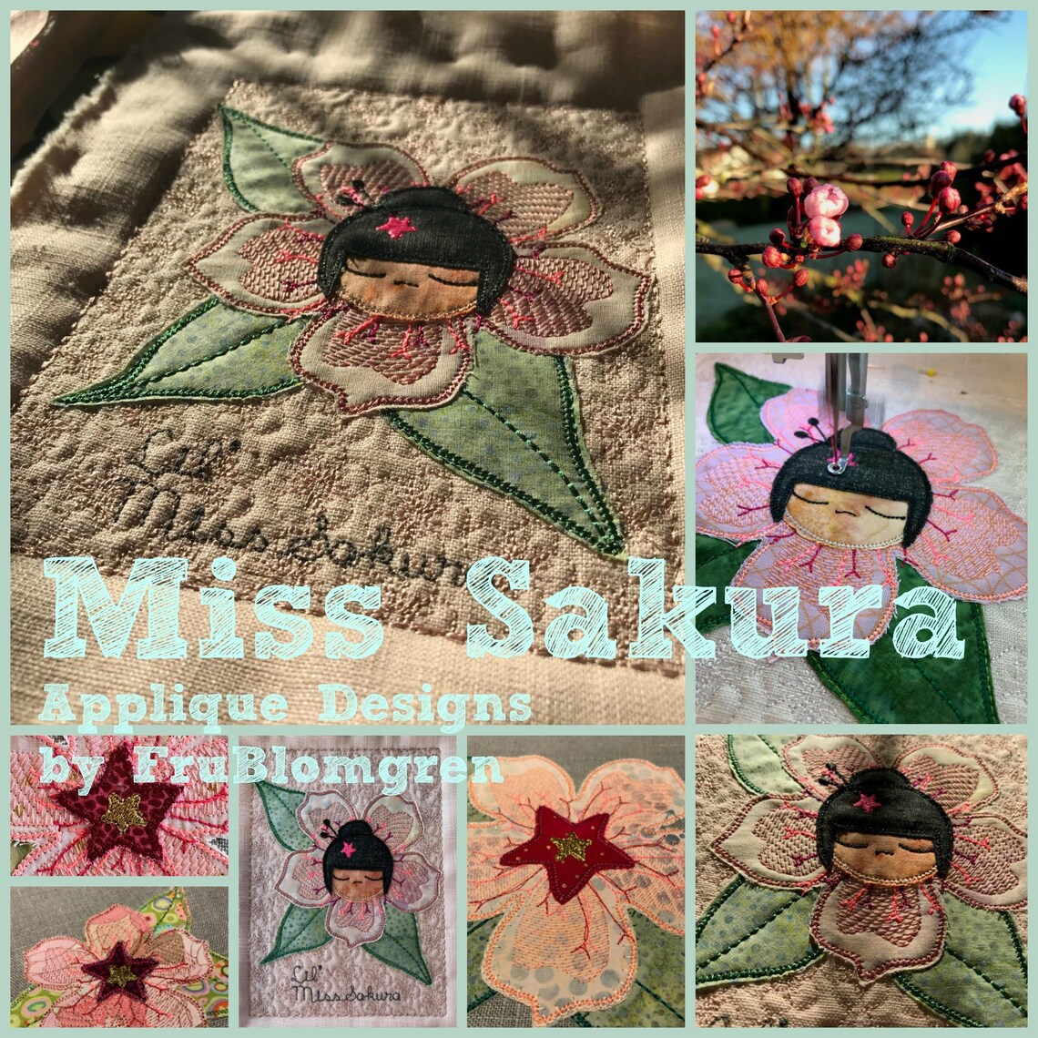 9 Appliqué Sakura Designs Miss Sakura 4 Detailed Hand Drawn - Etsy