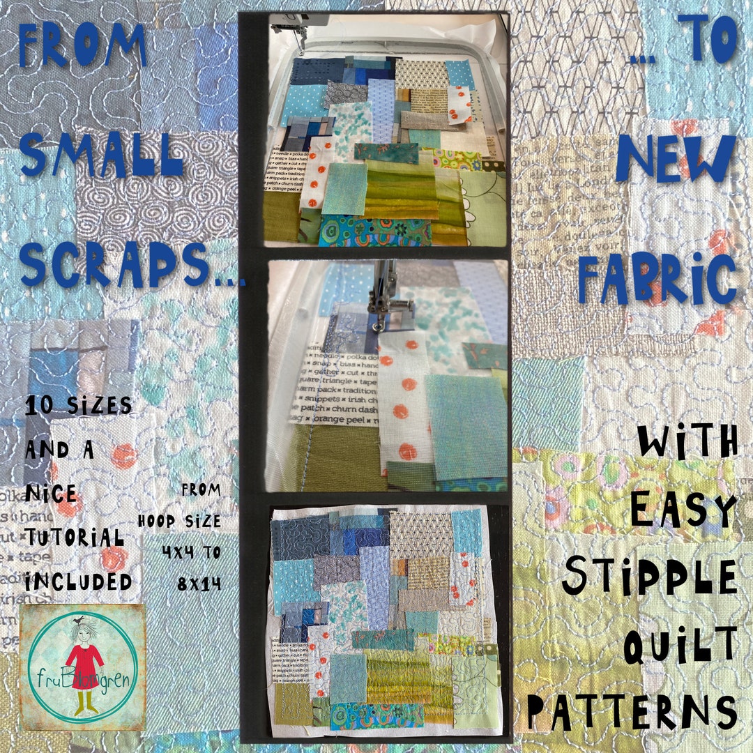 10 EASY MADE Machine Embroidery Stipple Quilt Patterns for Making Small ...