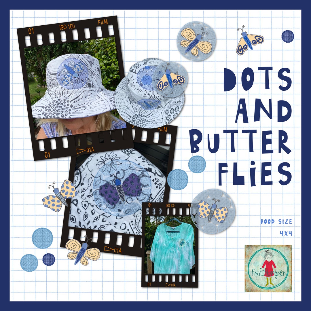 12 Light Stitch Elements and Appliqué Butterflies - Machine Embroidery ...