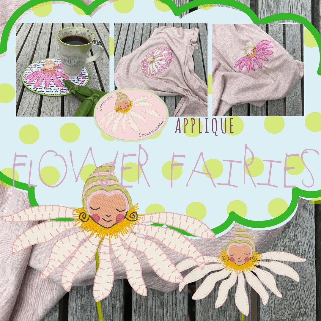 APPLIQUE FLOWER FAIRIES, 5 Appliqué, Machine Embroidery Design, so You ...
