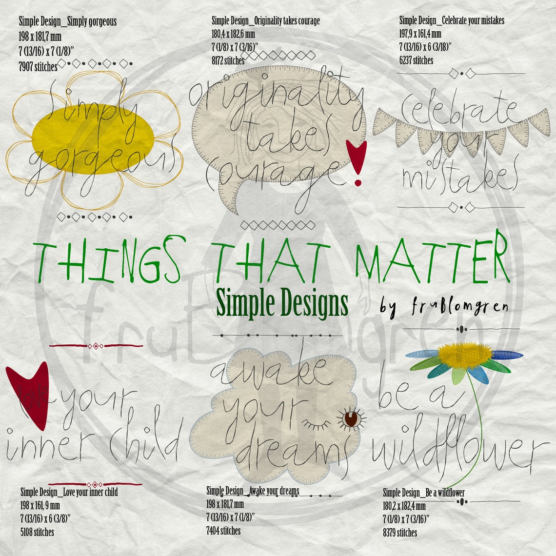 6 Beautiful Hand Drawn 'THINGS THAT MATTER' Machine | Etsy