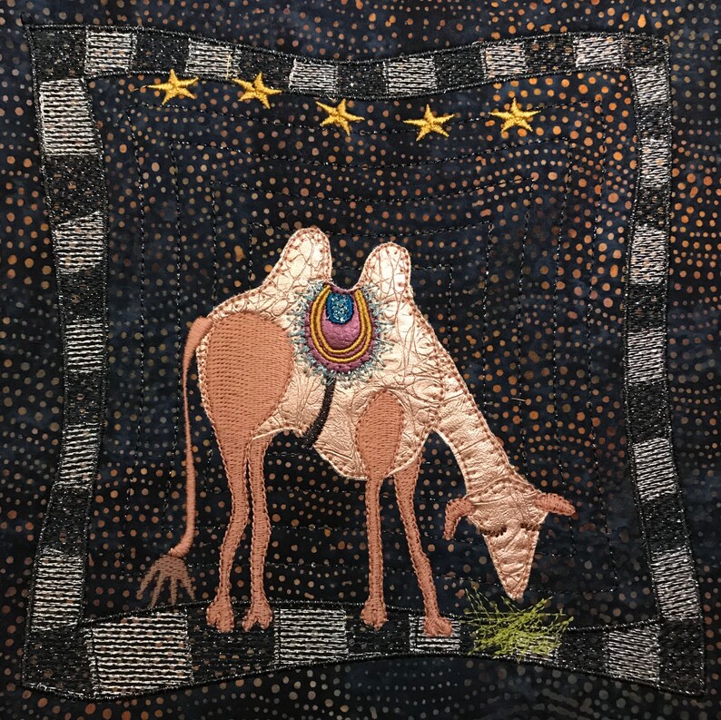 3 Cute Applique Camels, Handdrawn Machine Embroidery Designs, as Single ...