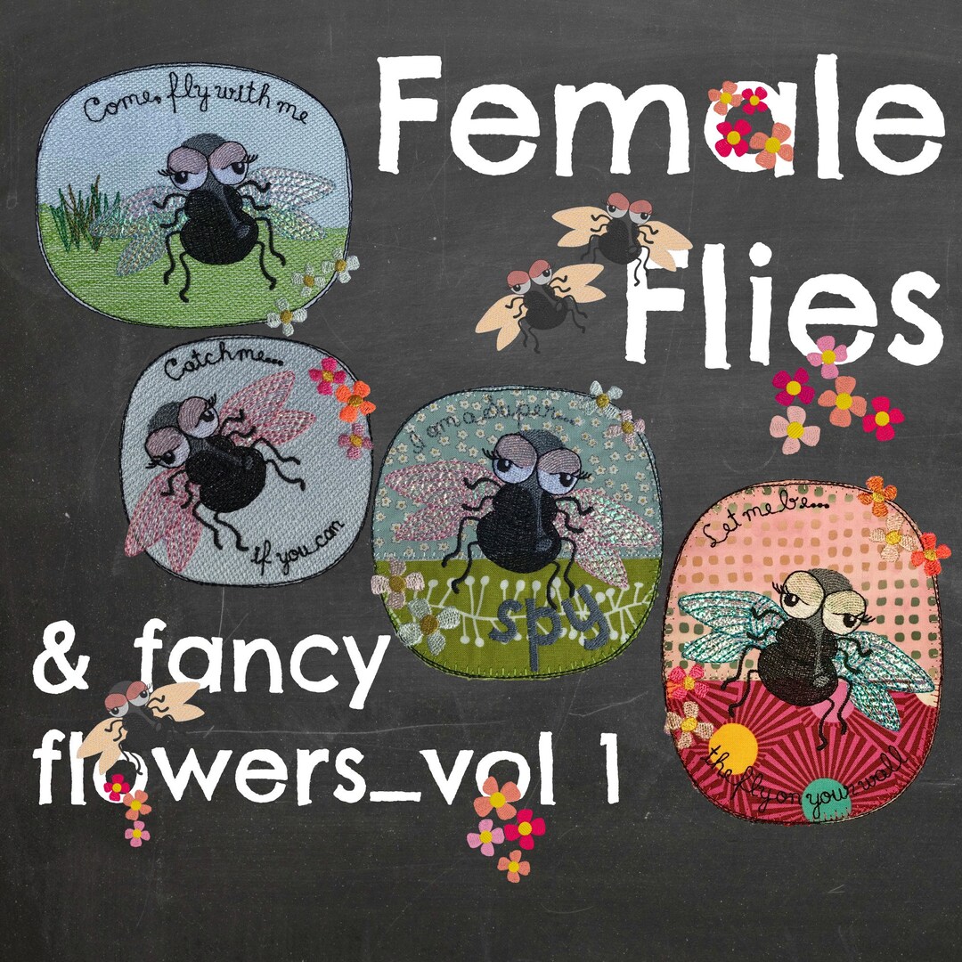 9 Cute Appliqué Machine Embroidery Designs With My Little Female Fly ...