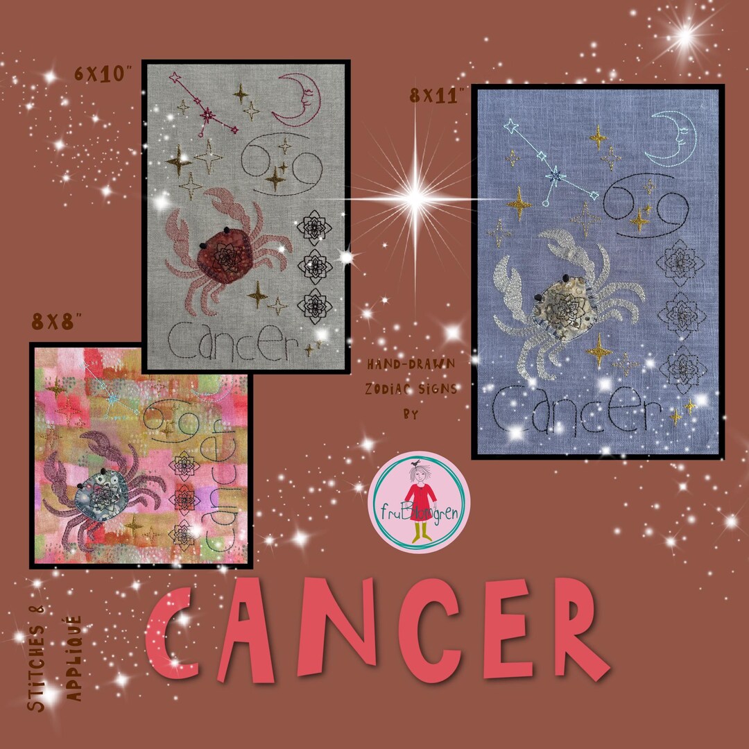 Cancer Zodiac - Hand-drawn Machine Embroidery Designs – a Mix of ...
