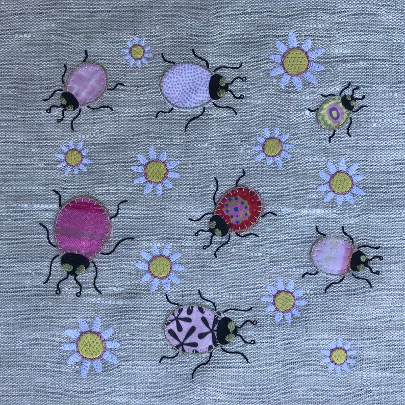 Appliqué BEETLES AND Embroidery DAISIES - Mugrugs and Motifs - 4 ...