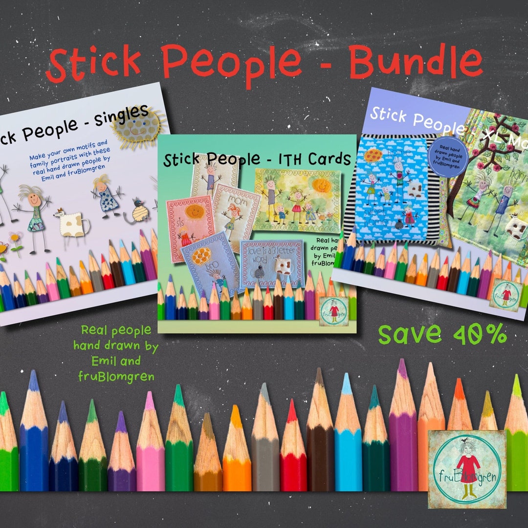 Stick People Bundle - ALL Three of My Design Packs With Hand Drawn ...