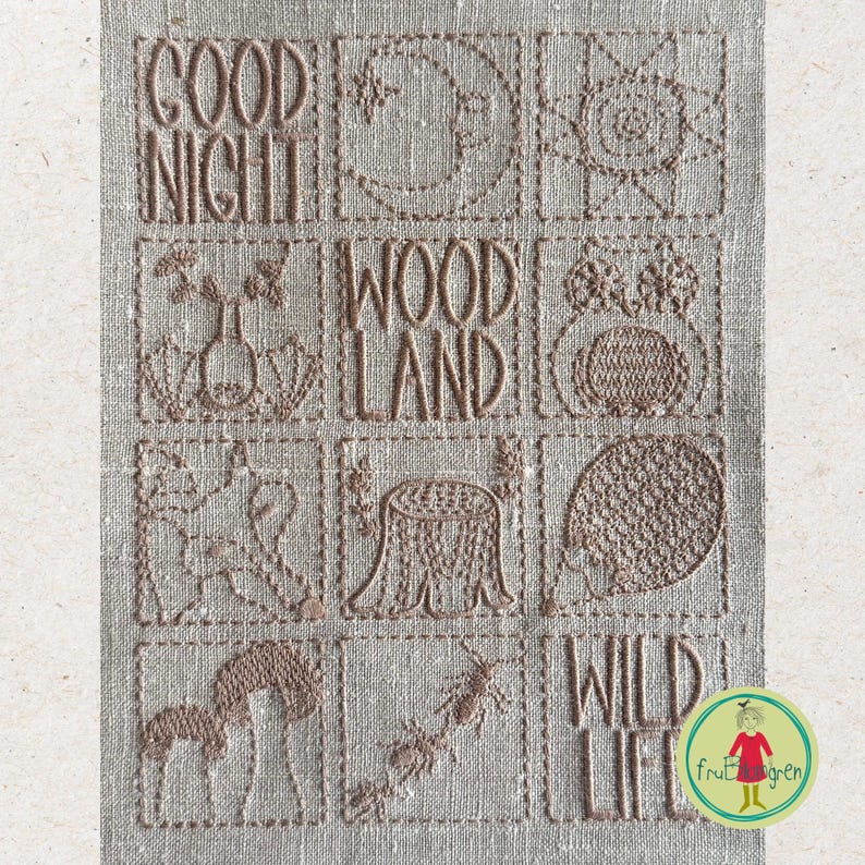 FAUNA Themed Sashiko Style Squares – 36 Hand Drawn 2x2" Designs + 7 ...