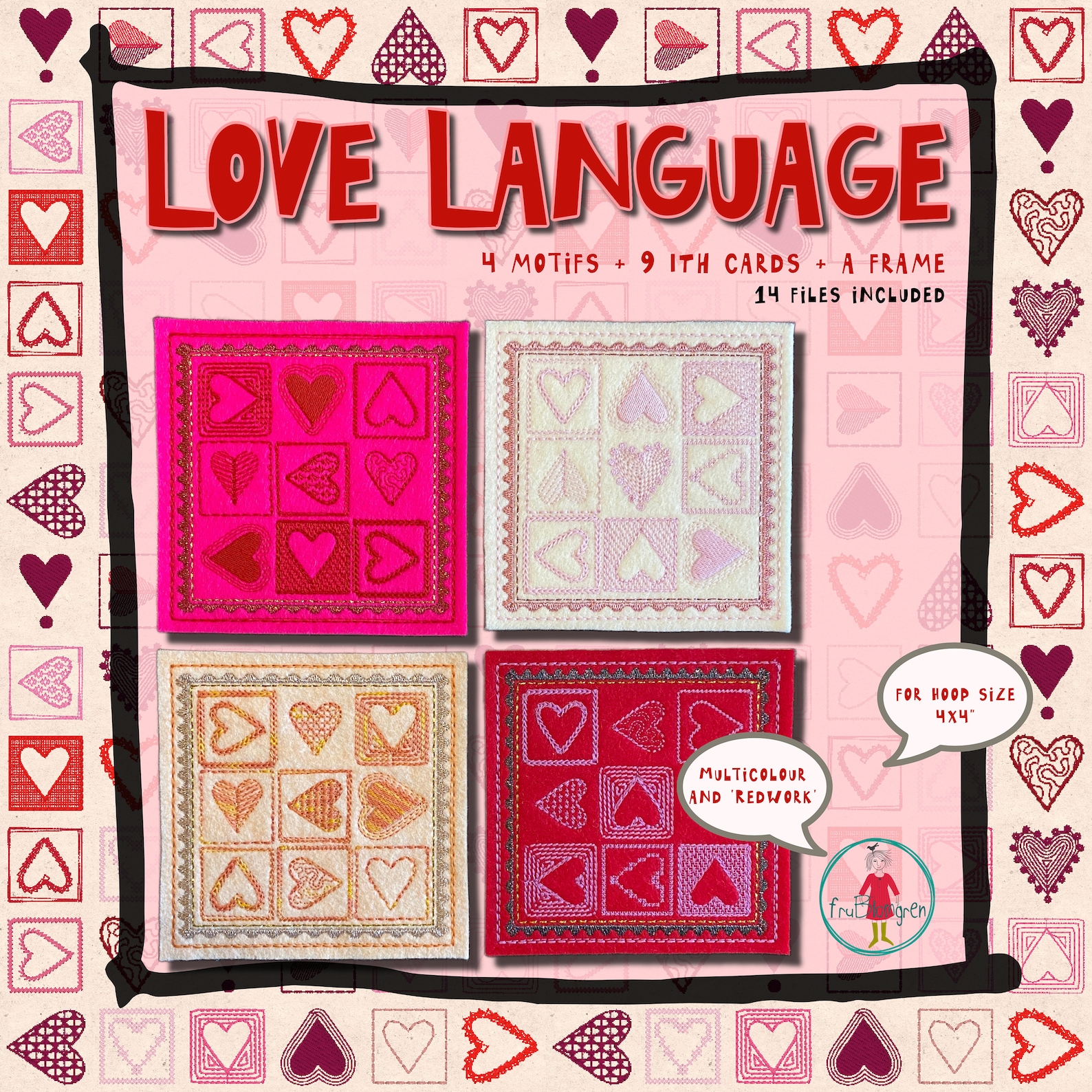 Love Language - 4x4 Designs With Little Heart Squares 4 ITH Card in 2 ...