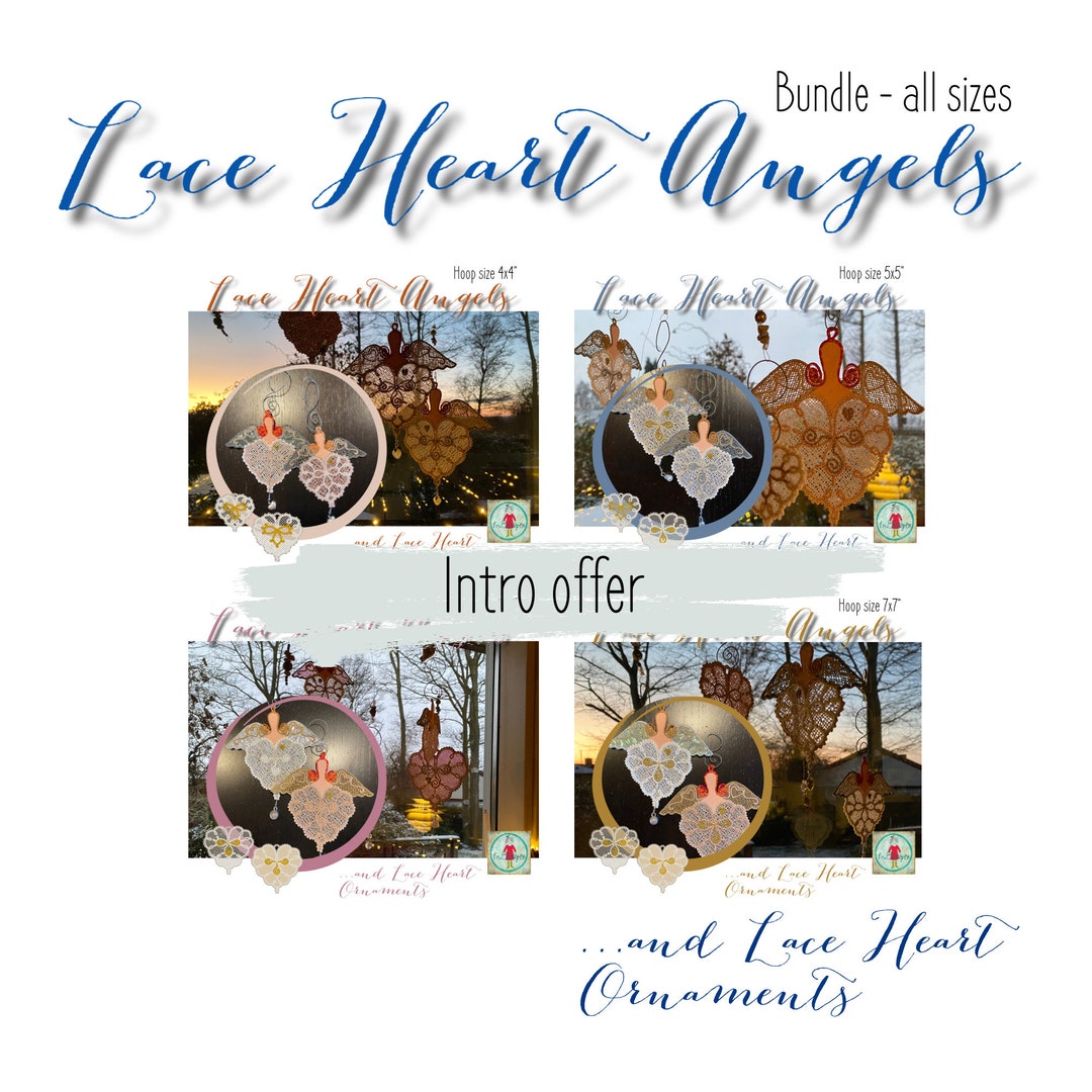 Intro Bundle - Freestanding Lace Heart Angels and Heart Ornaments for ...