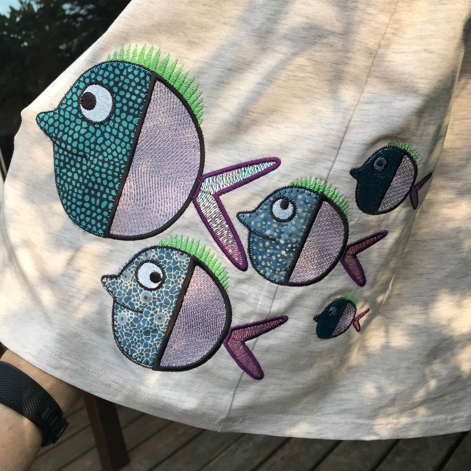 LITTLE ROUND FISH - Appliqué and Open Stitched Fish Machine Embroidery ...