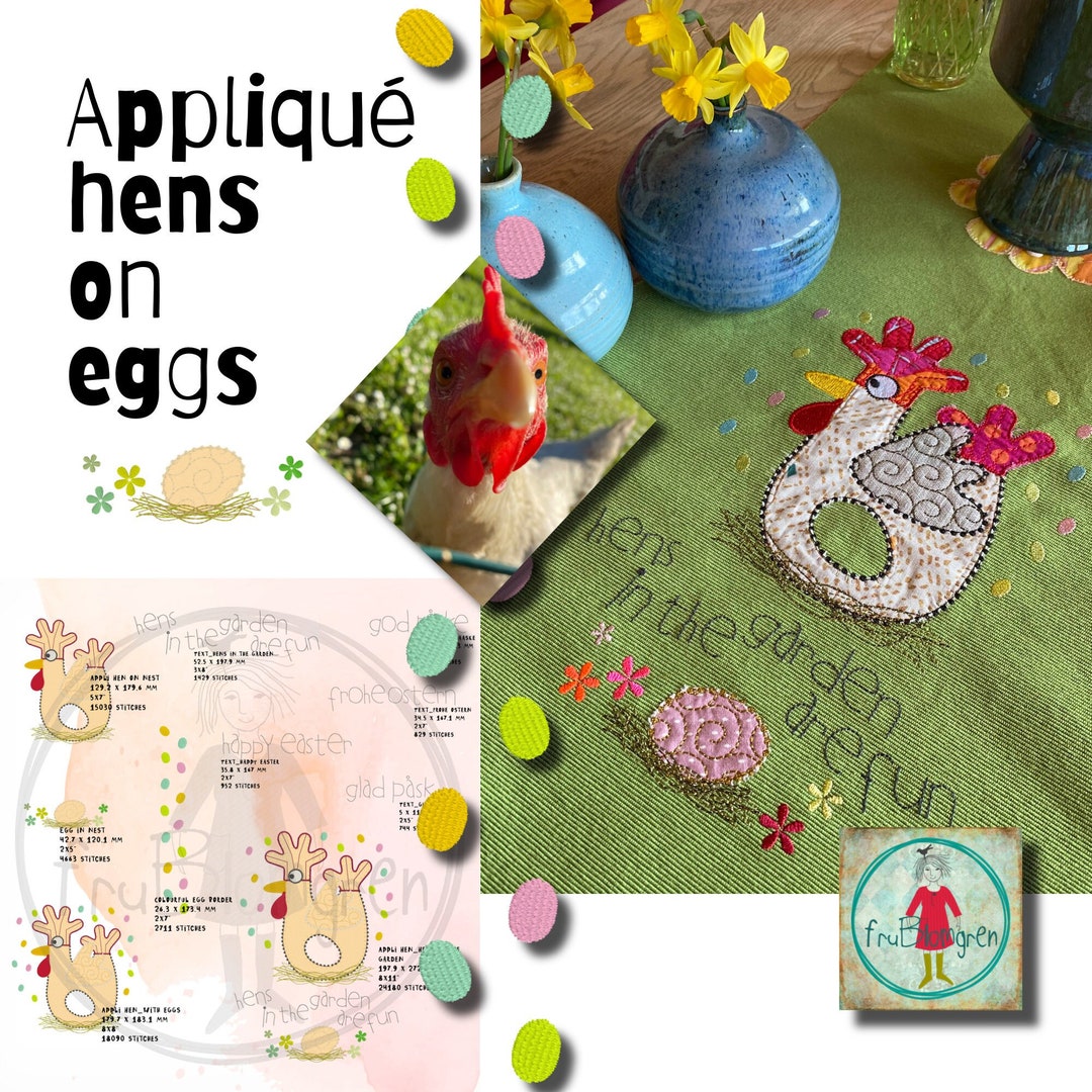 Hen on Eggs ... Appliqué Designs for Your Embroidery Machine - Cute ...