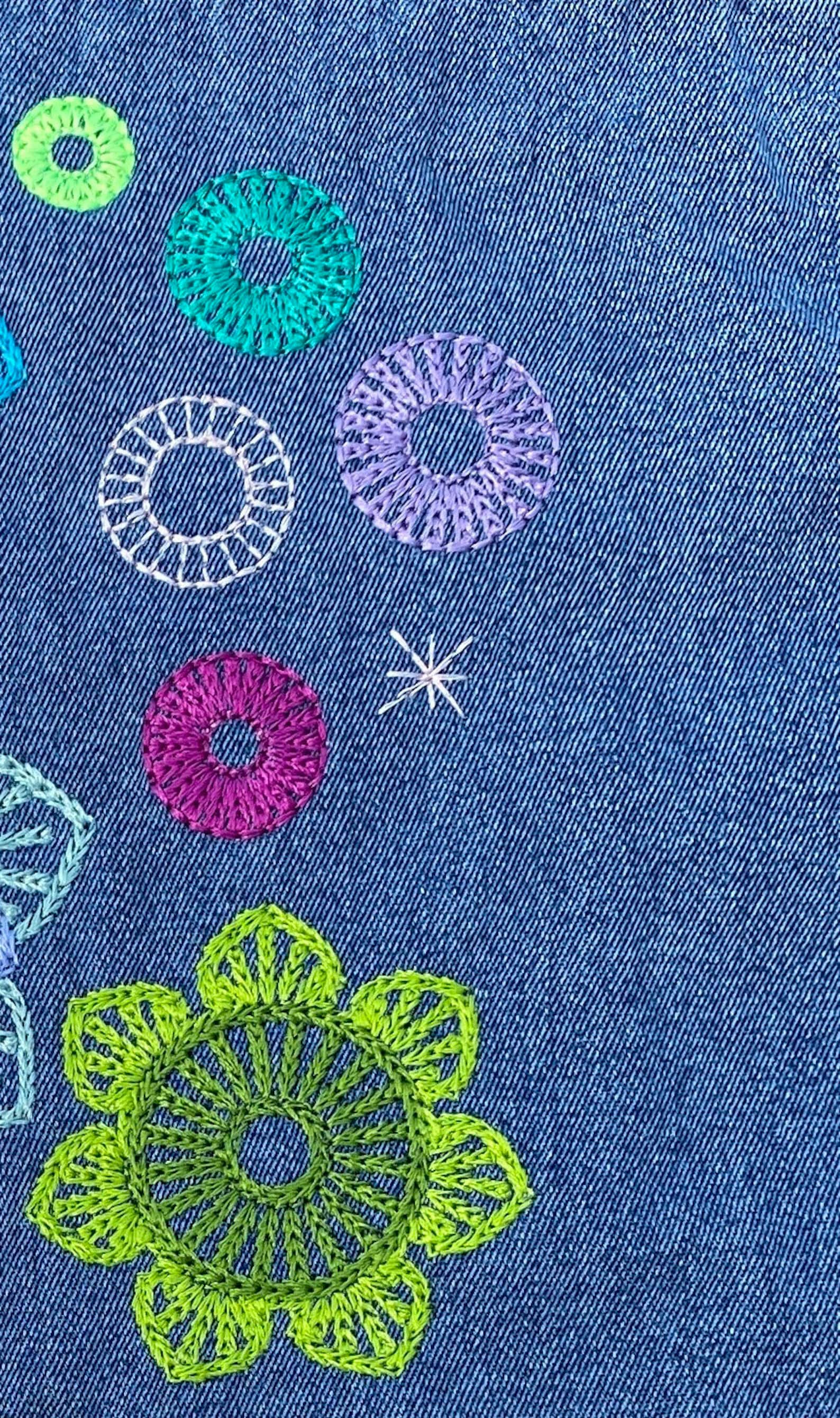 Crochet Style Machine Embroidery Flowers single rounded | Etsy