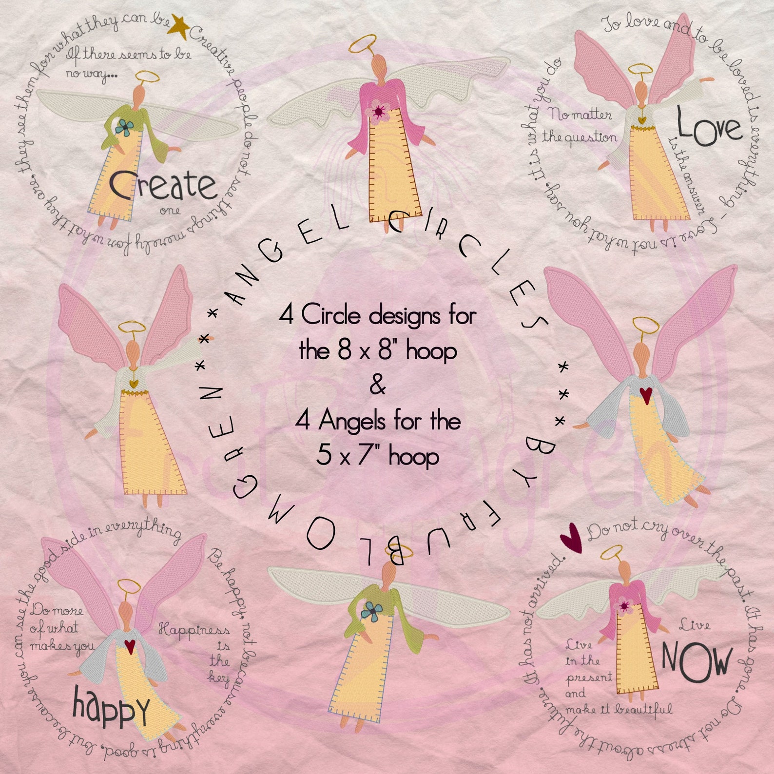 ANGEL CIRCLES 4 Round Angel Circles for the 8x8 Hoop - Etsy