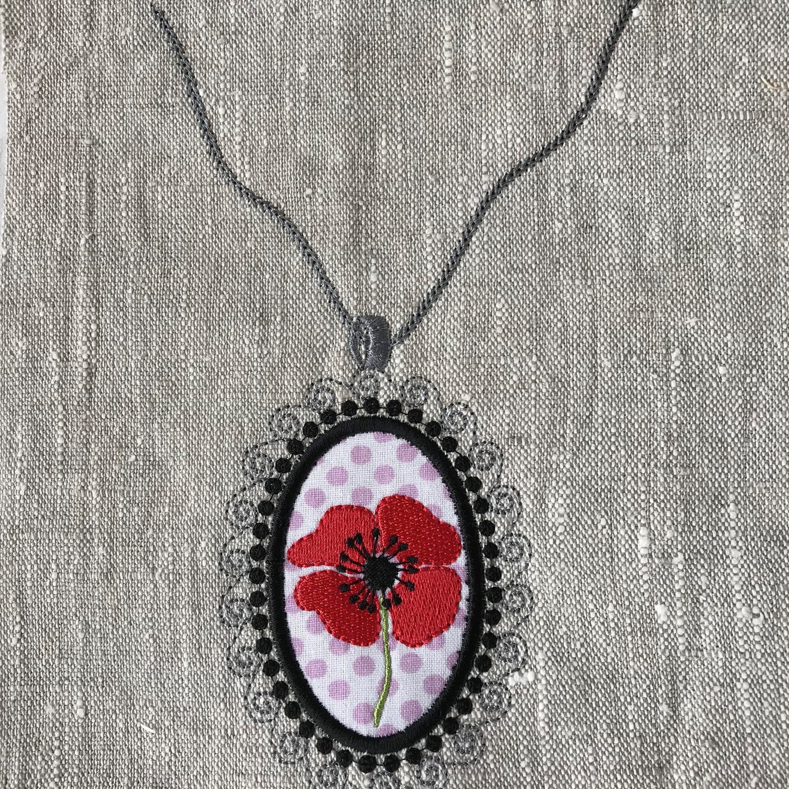 POPPY JEWELRY Embroidered Necklaces With Poppies in - Etsy