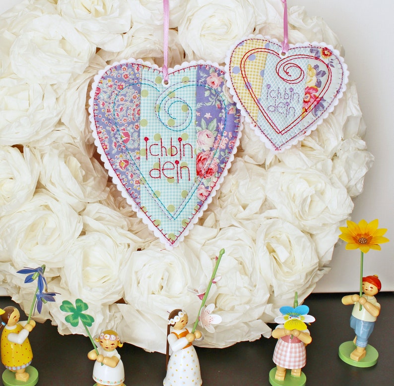 Quilted Hearts ITH - 2 Sizes - Each Size in 3 Languages + 2 Blank ...