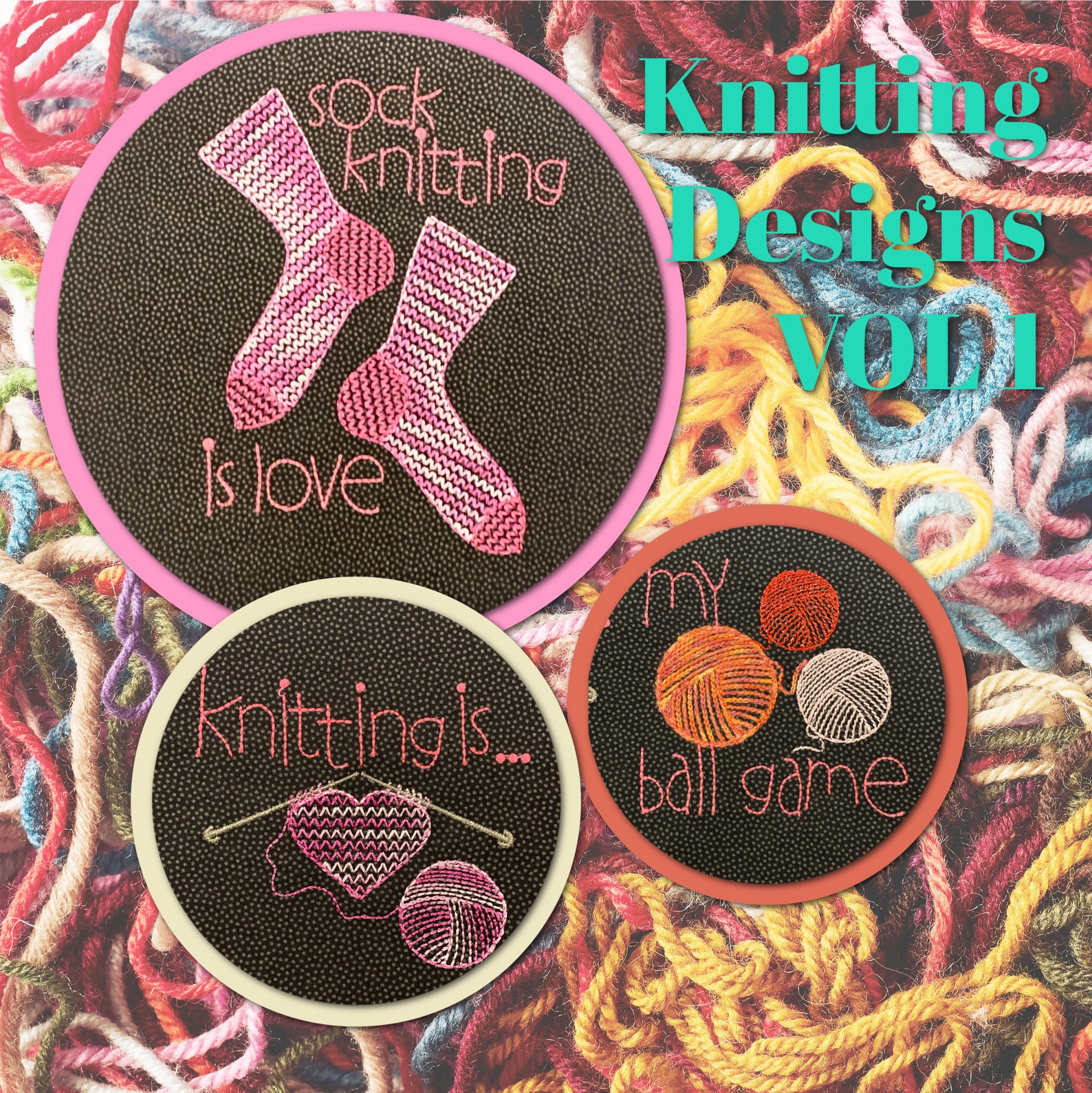 4 Machine Embroidery Designs Easy Made for Knitters 4 Motifs | Etsy