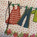 Tiny Machine Embroidery Clothesline With Hand Drawn Garments Blowing in ...