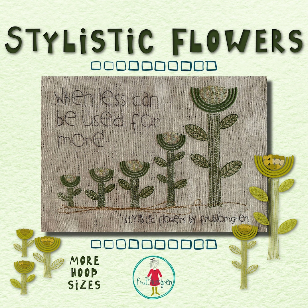 Stylistic, Retro Flowers - Hand Drawn Flower Designs for Embroidery ...