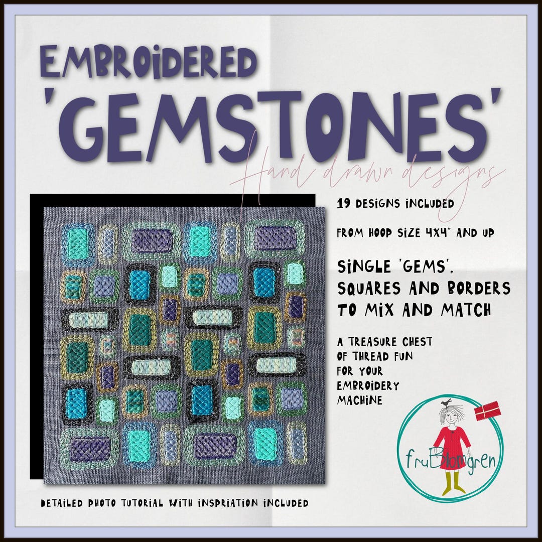 Embroidered 'gemstones' - Machine Embroidery Designs | Hand Drawn | Mix ...