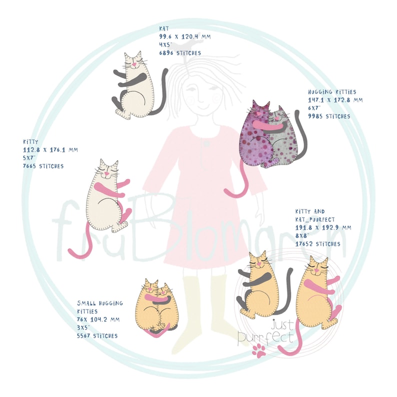 5 Cute Appliqué Mix Designs With Cute Cats for Your Embroidery Machine ...