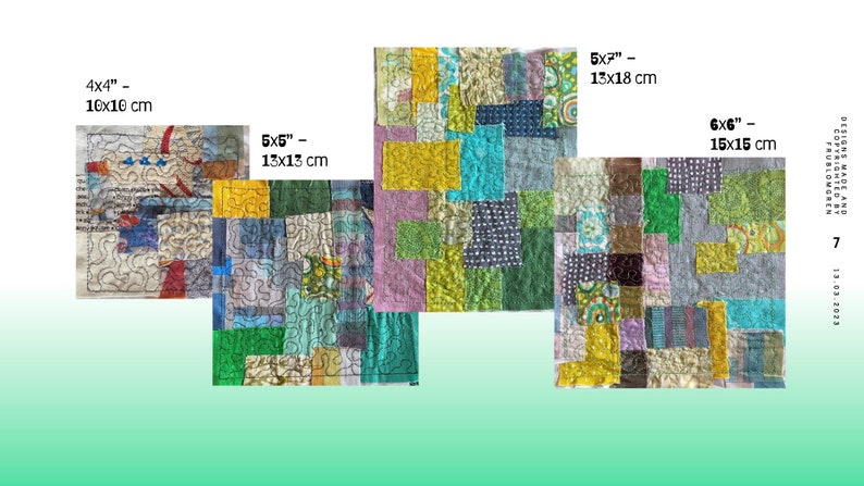 10 EASY MADE Machine Embroidery Stipple Quilt Patterns for Making Small ...