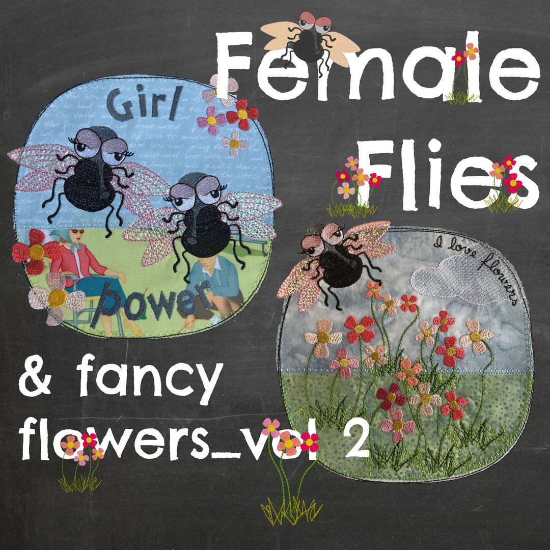 9 Cute Appliqué Machine Embroidery Designs With My Little Female Fly ...