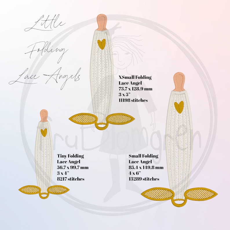 Freestanding Little Folding Lace Angels Easy to Make ITH on - Etsy