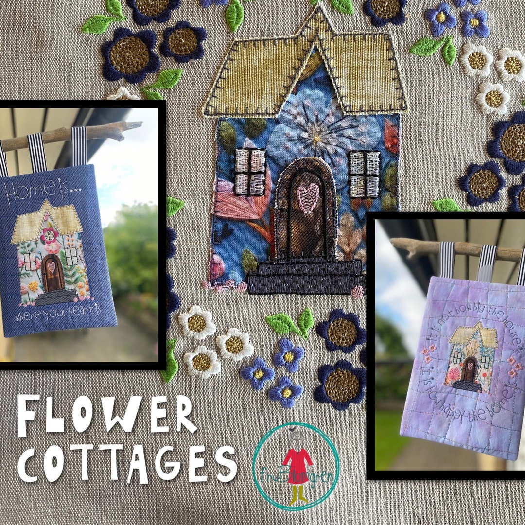 Appliqué Flower Cottages - Machine Embroidery - 2 Sizes - Single ...