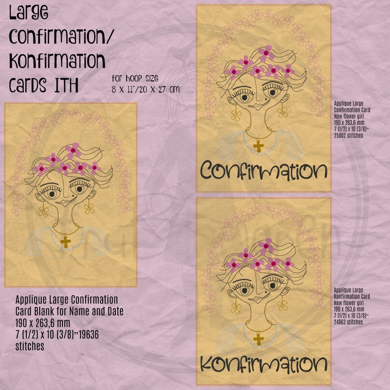 3 Large ITH Confirmation and Konfirmation Cards With My Flower Girl ...