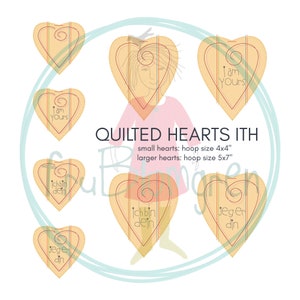 Quilted Hearts ITH - 2 Sizes - Each Size in 3 Languages + 2 Blank ...