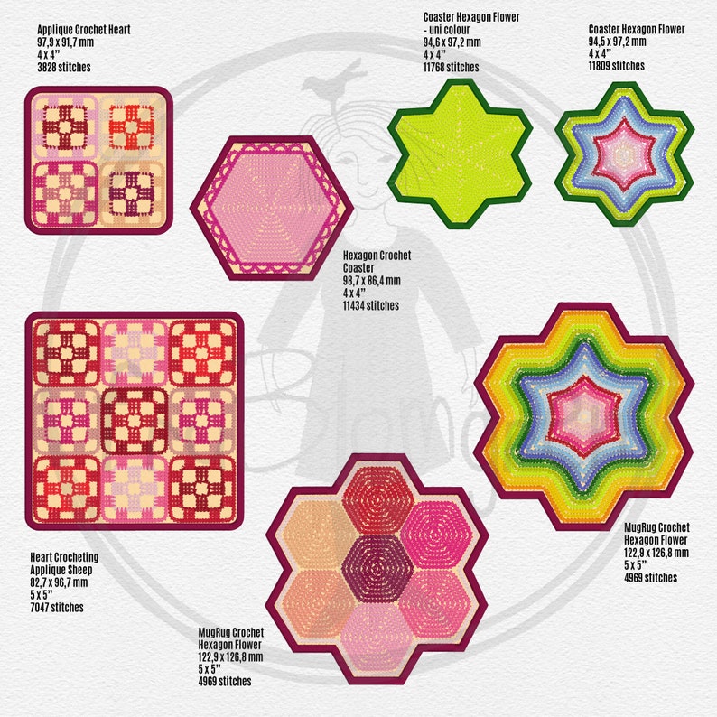 7 Machine Embroidery Designs Easy Made for Crocheters 7 - Etsy