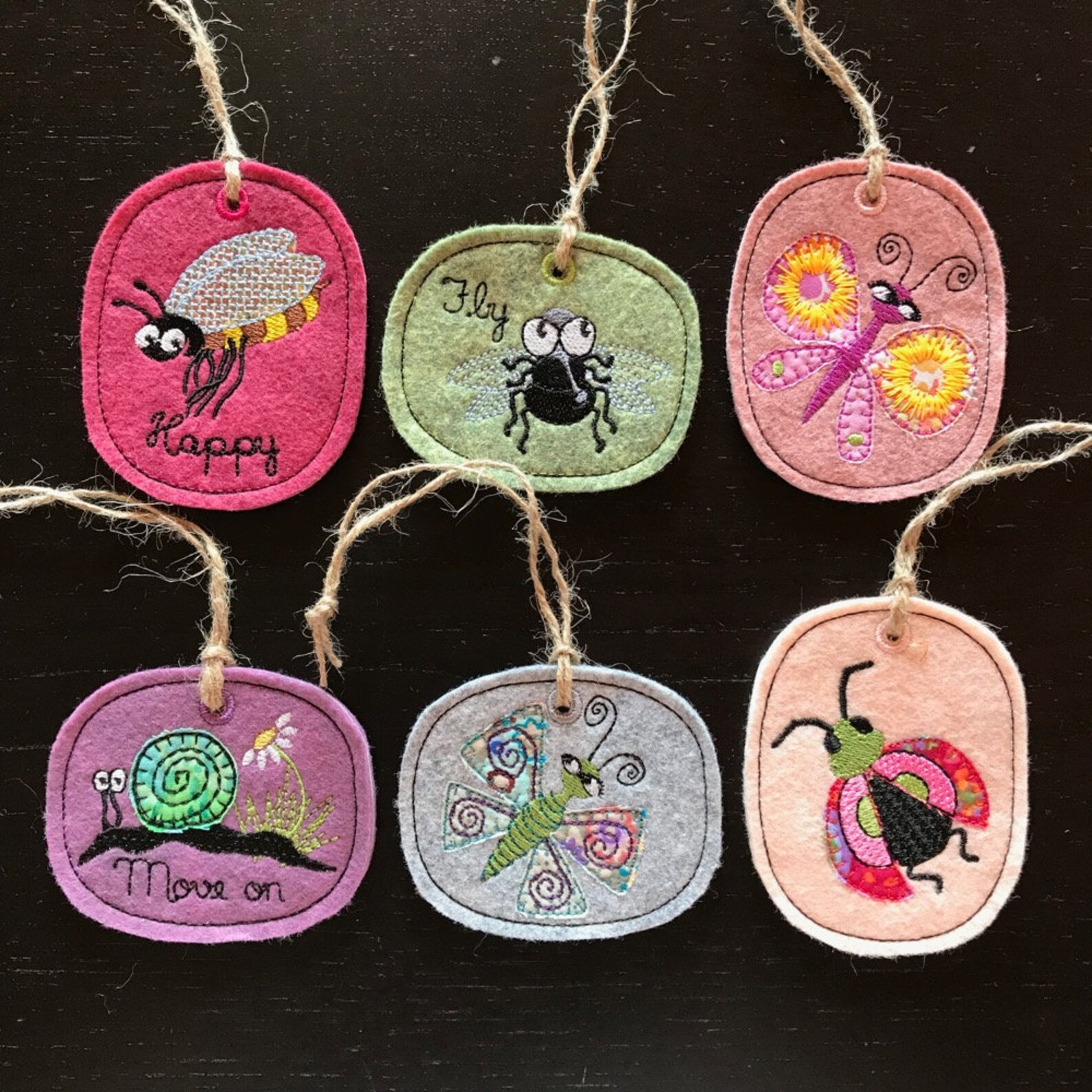 6 ITH Machine Embroidery Designs for Bag Tags, 'taschenbaumler', Little ...